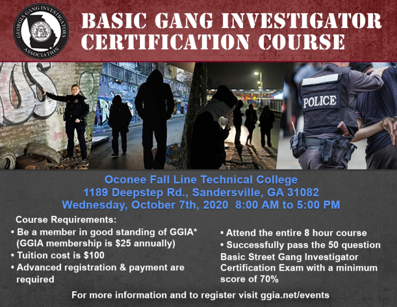 Basic Gang Investigator Certification Course 10-7-2020 - The Georgia ...